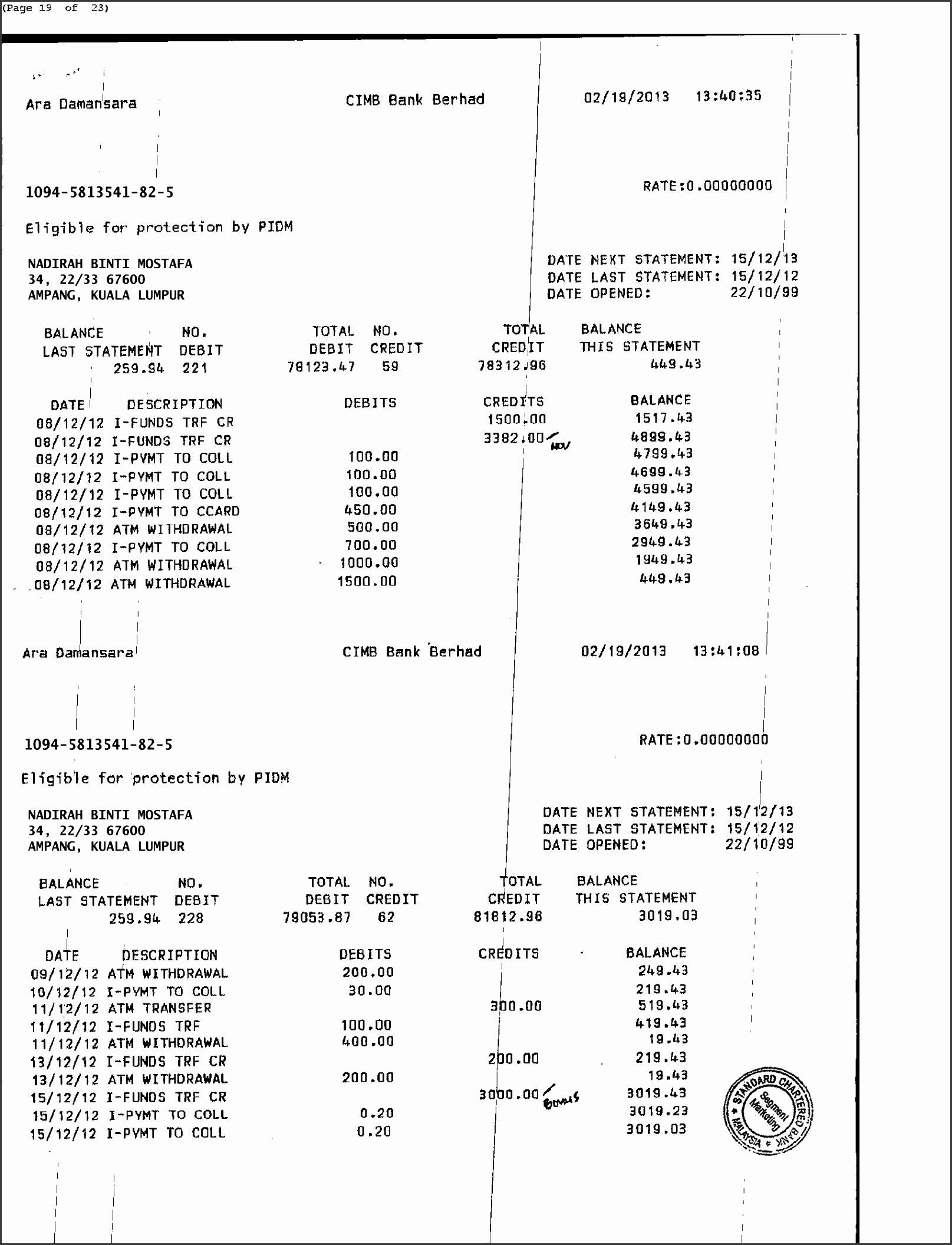 5 Bank Statement Sample SampleTemplatess SampleTemplatess