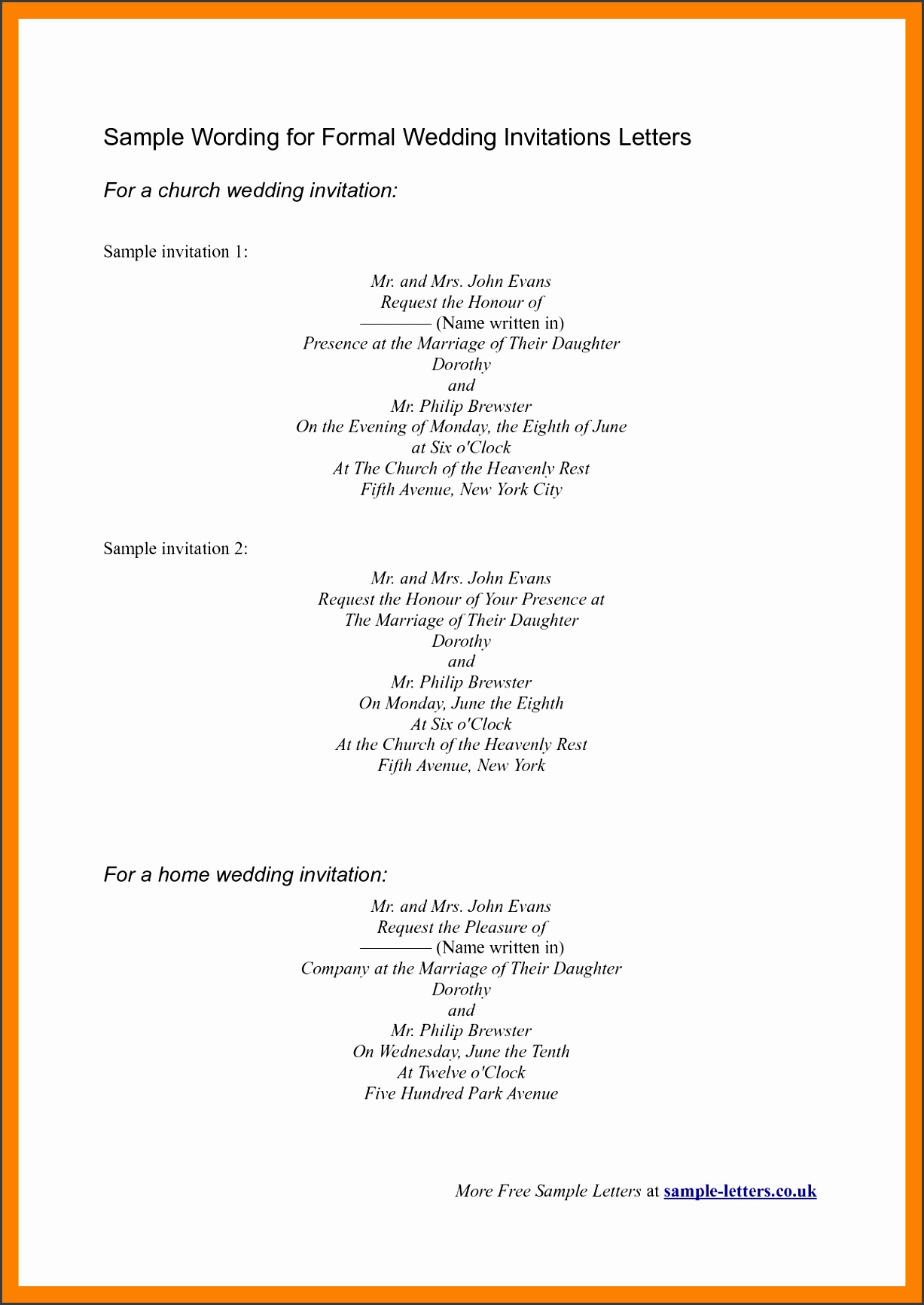 7 Formal Wedding Invitation Letter SampleTemplatess SampleTemplatess 7 Formal Wedding Invitation Letter SampleTemplatess SampleTemplatess