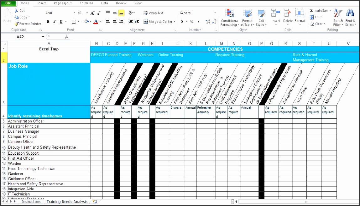 10 Training Needs Analysis Template Excel SampleTemplatess