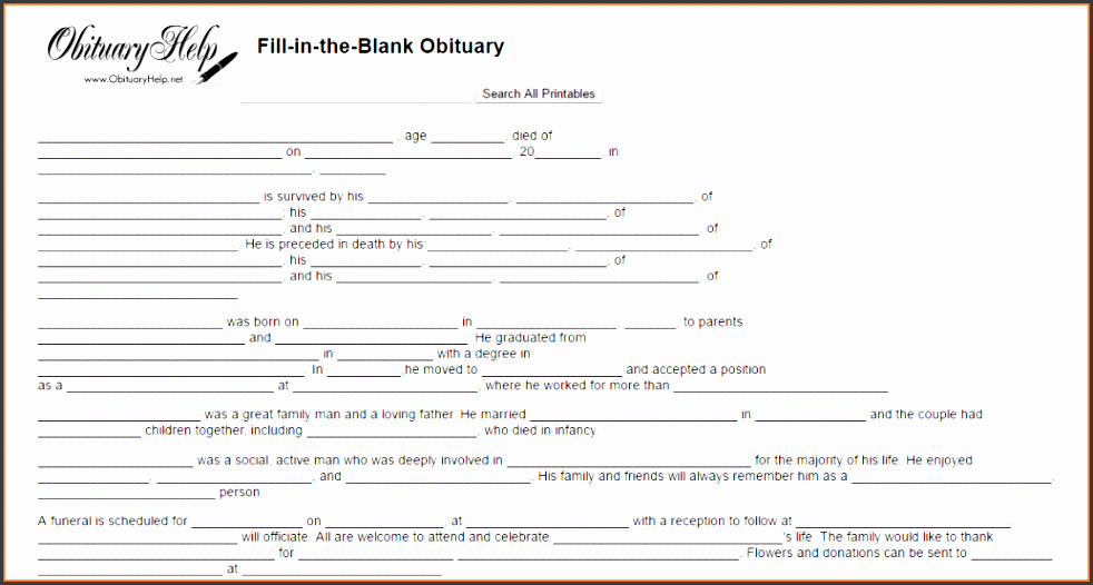 10 Blank Obituary Template - SampleTemplatess - SampleTemplatess 10 Blank Obituary Template - SampleTemplatess - SampleTemplatess